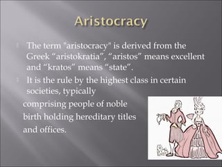 Aristocracy Government