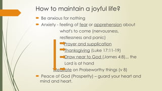 REJOICE IN THE LORD FOR IT IS THE SOURCE OF JOY AND PEACE | PPT
