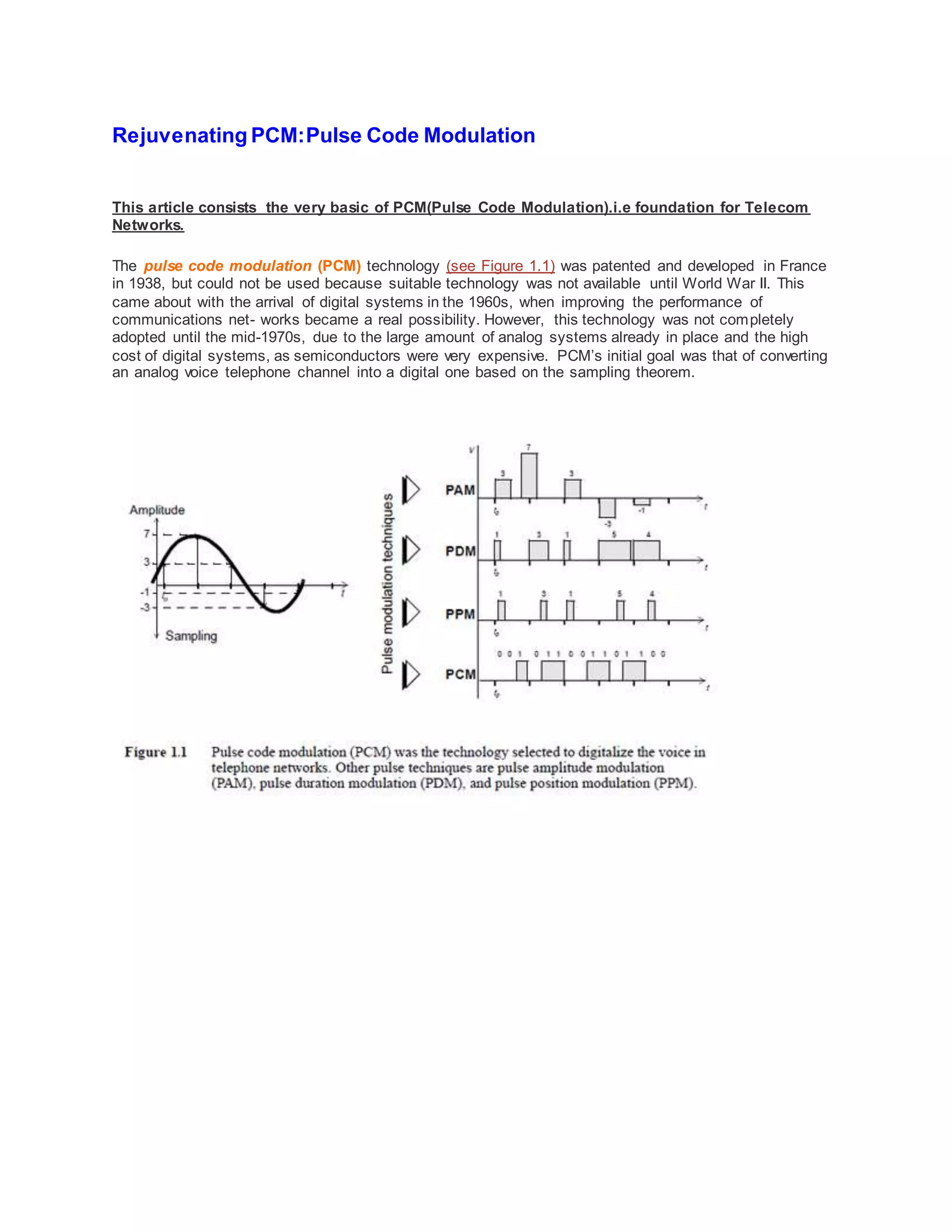 Rejuvenating pcm pulse code modulation | PDF