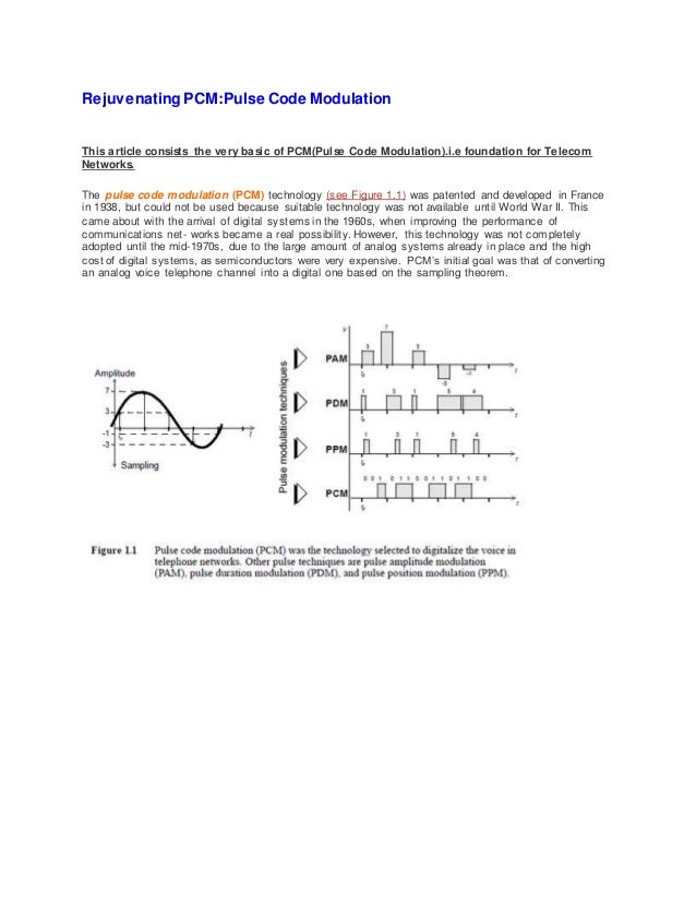 Rejuvenating pcm pulse code modulation Rejuvenating pcm pulse code modulation
