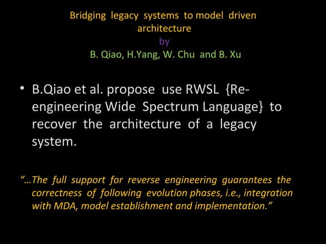 Rejunevating software reengineering processes | PPT | Computer Software and Applications | Computing