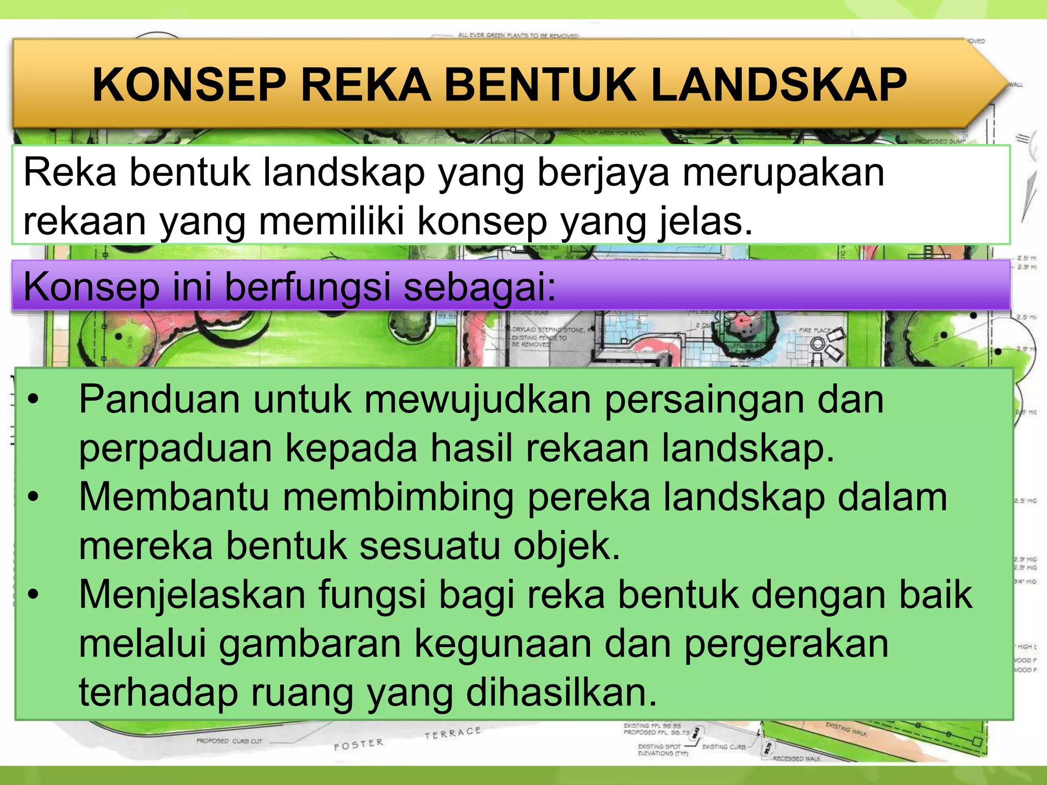 REKA BENTUK LANDSKAP PENDIDIKAN SENI VISUAL TINGKATAN 3 | PPTX