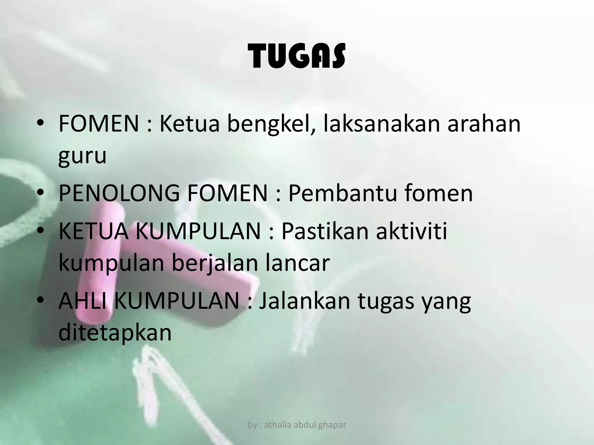 RBT Tahun 4 : Unit 1 Organisasi Bengkel | PPTX