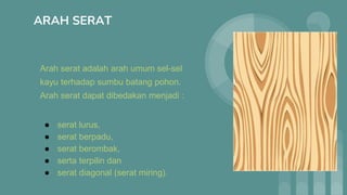 KARAKTERISTIK DAN SIFAT KAYU - KONSTRUKSI BANGUNAN | PPTX