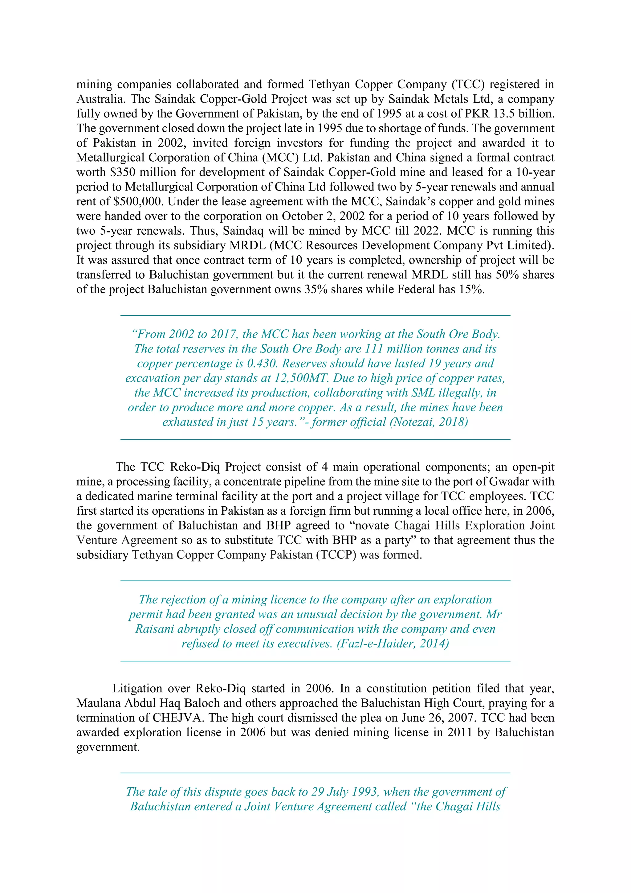 Reko-Diq and Saindaq Reserves Similarities and Differences | PDF