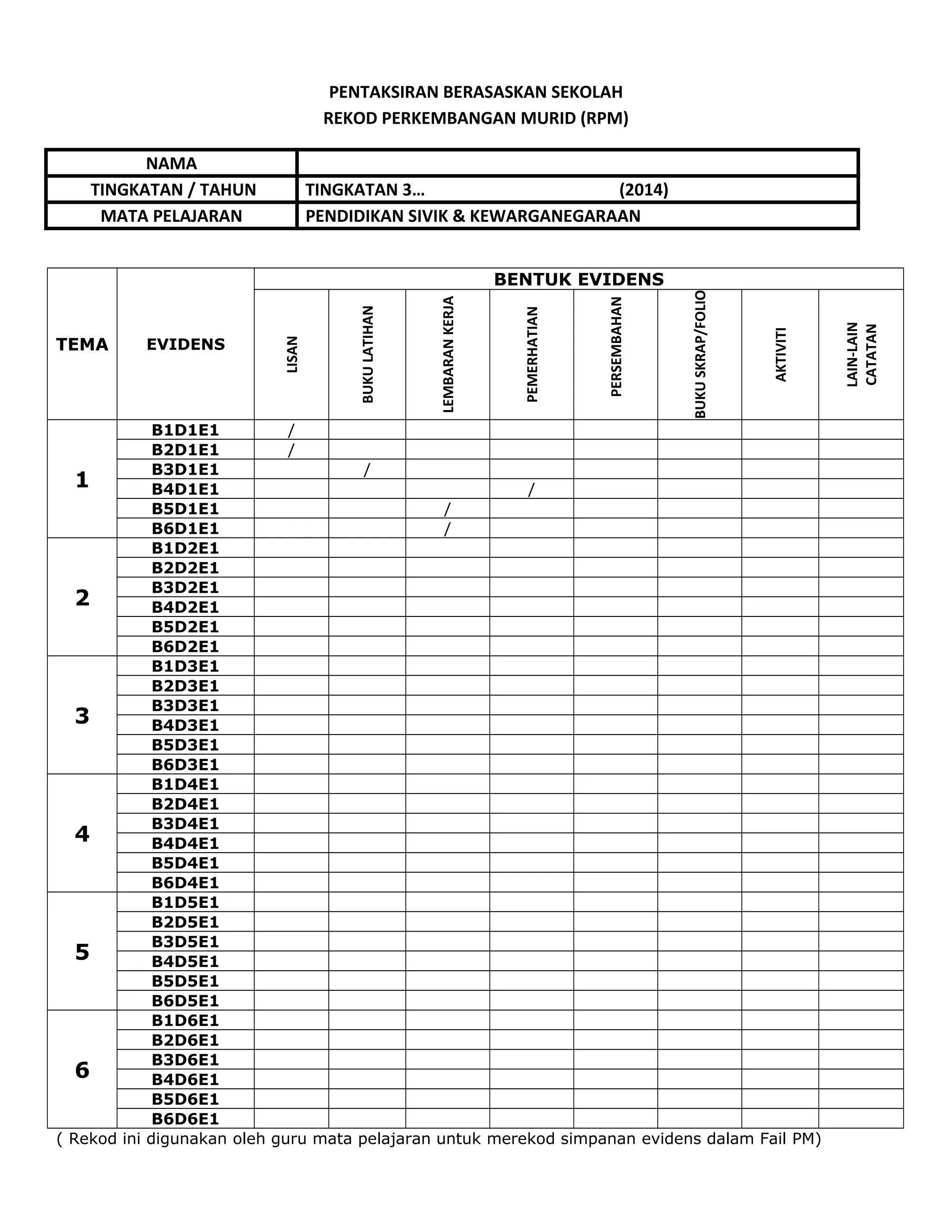 Rekod perkembangan murid (rpm) sivik ting 3.doc 2 | DOC