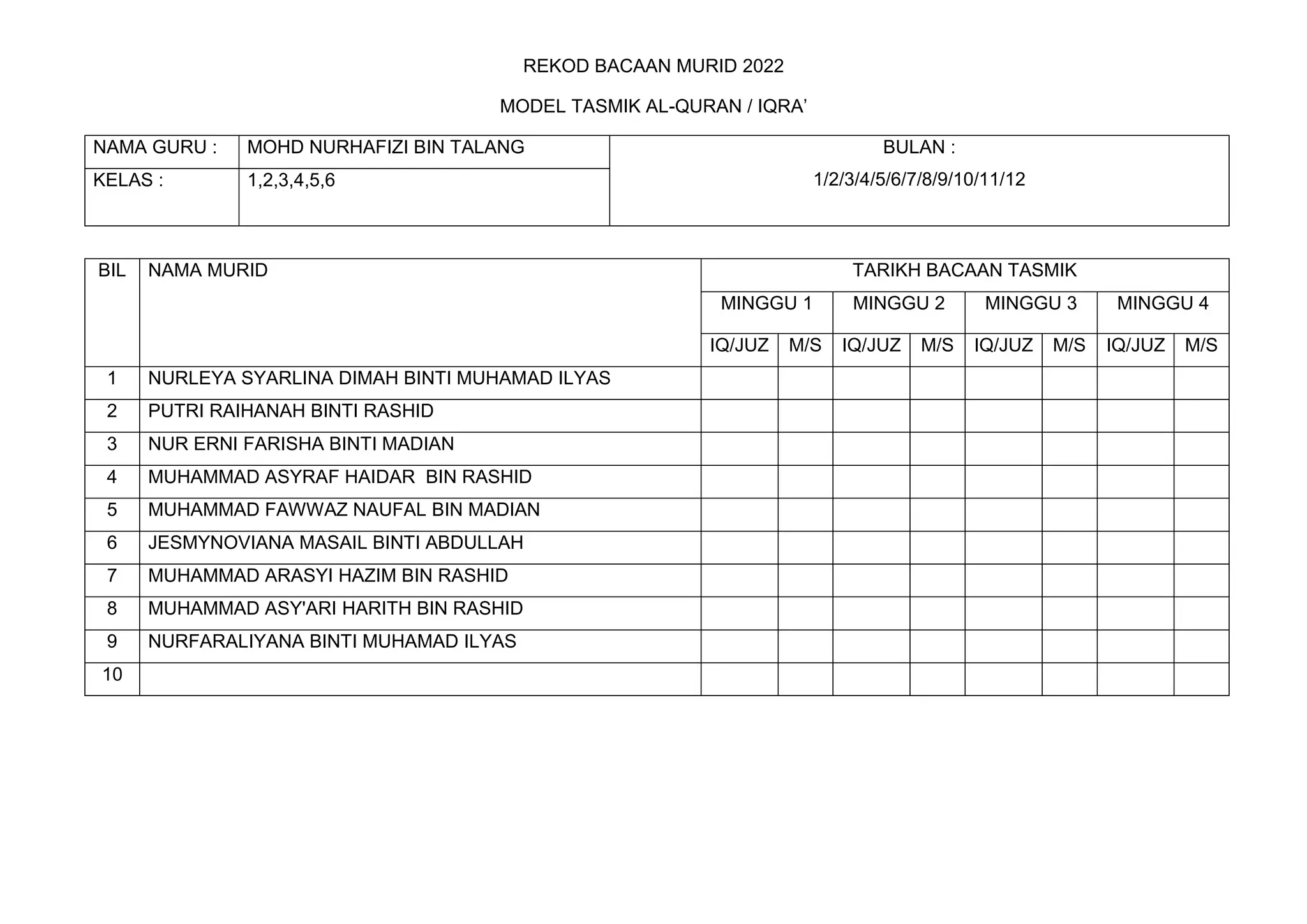 Rekod Tasmik SKLE.doc