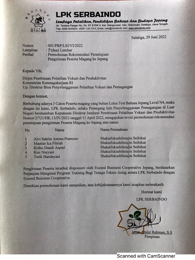 Rekom 5 Orang LPK Serbaindo.pdf