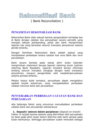 Rekonsiliasi Bank (Recociliation bank) - Riki ardoni | PDF