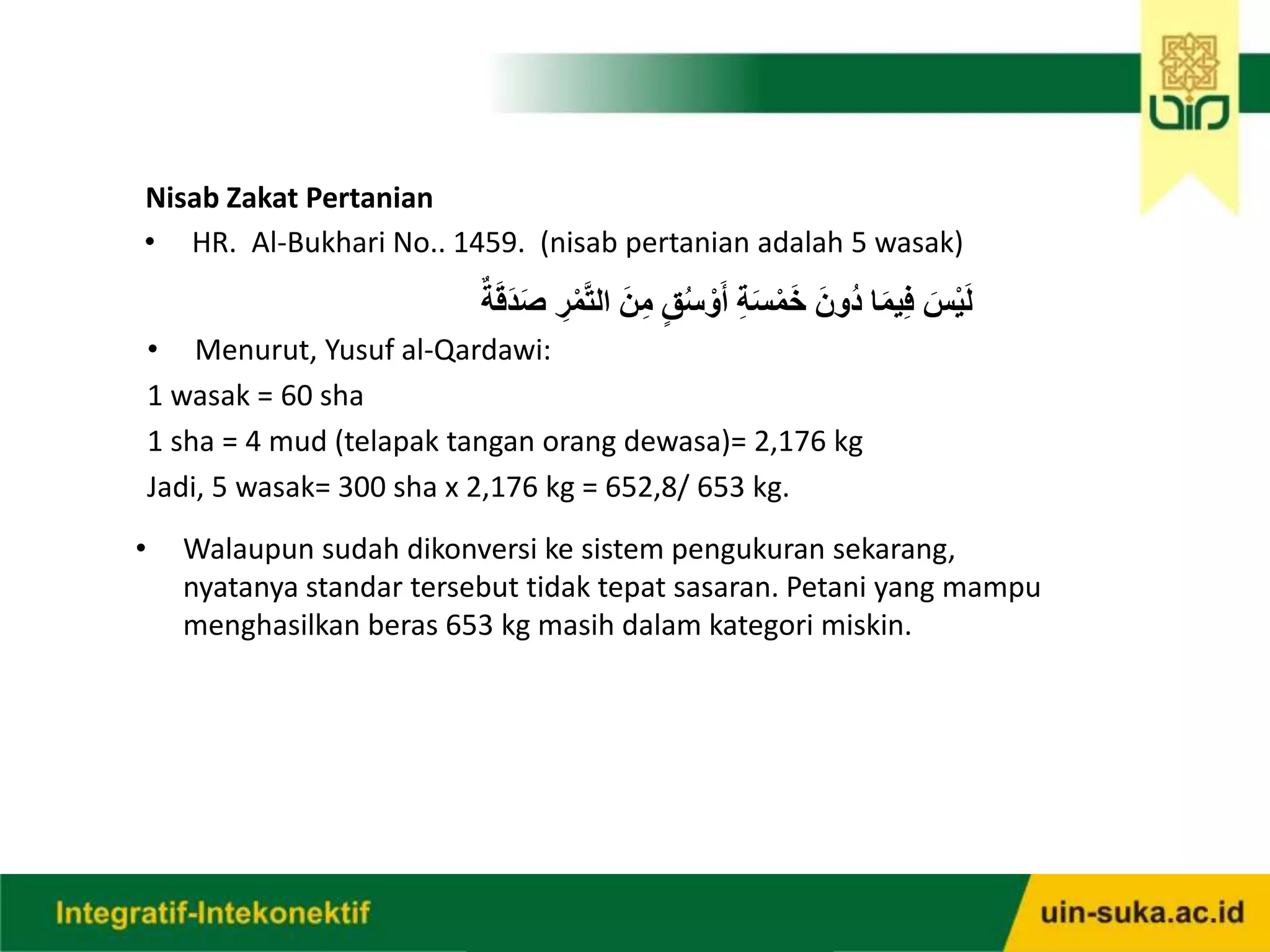 REKONSTRUKSI NISAB ZAKAT PERTANIAN DALAM PERSPEKTIF HADIS.pptx