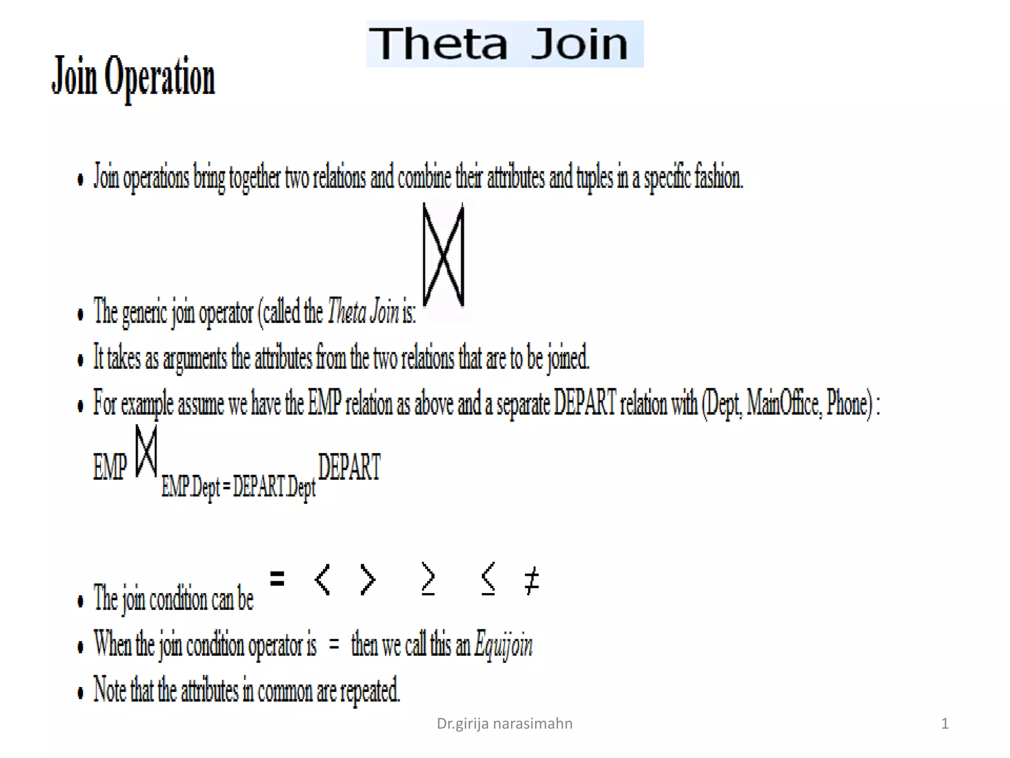 Rel.algebra girija -theta join | PDF | Databases | Computer Software ...