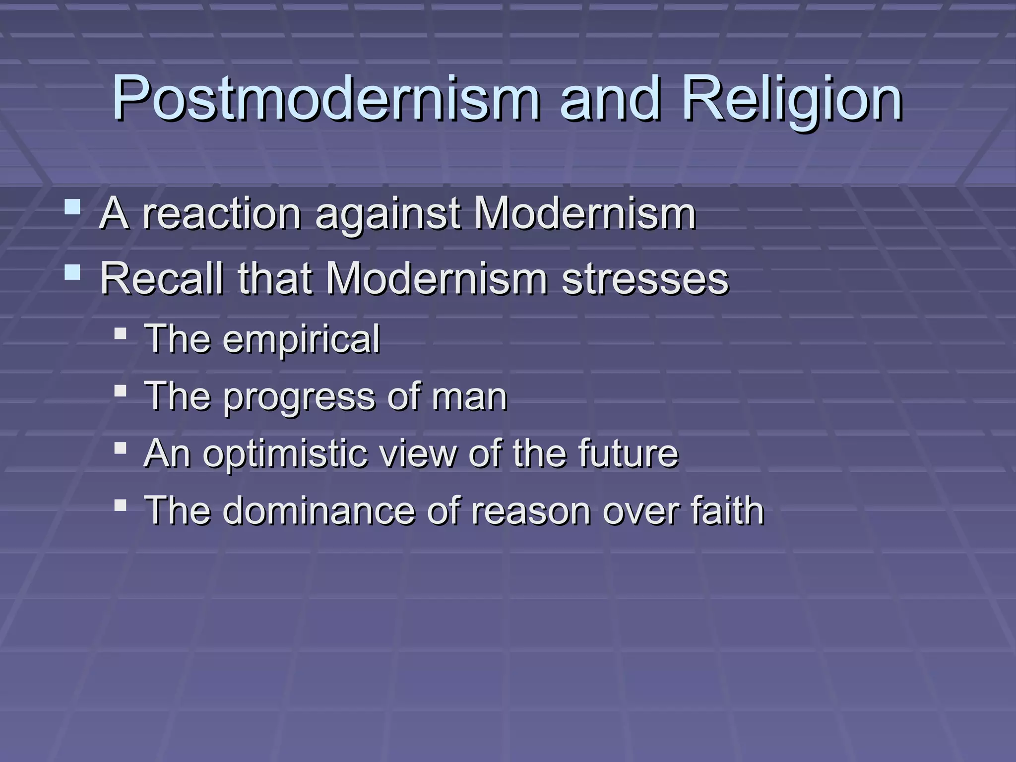 Rel 101 secular humanism and postmodernism | PPT
