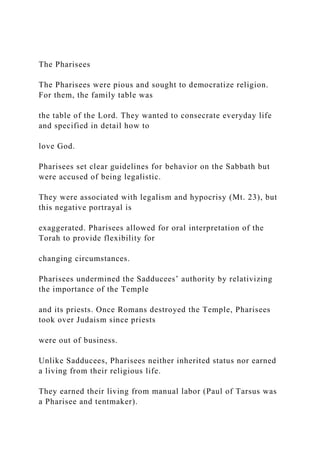 REL 110RS Major Jewish Groups Video The Sadducees .docx