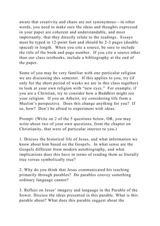 REL 2250 – RELIGIONS OF THE WORLDReflection Paper, Assignment #7.docx