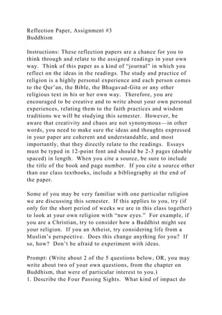 REL 2250 – RELIGIONS OF THE WORLDReflection Paper, Assignment #7.docx