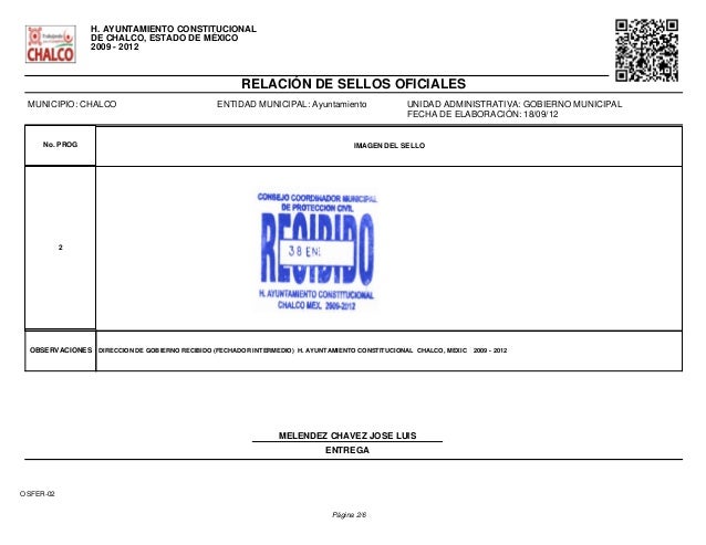 Relaciën de sellos oficiales