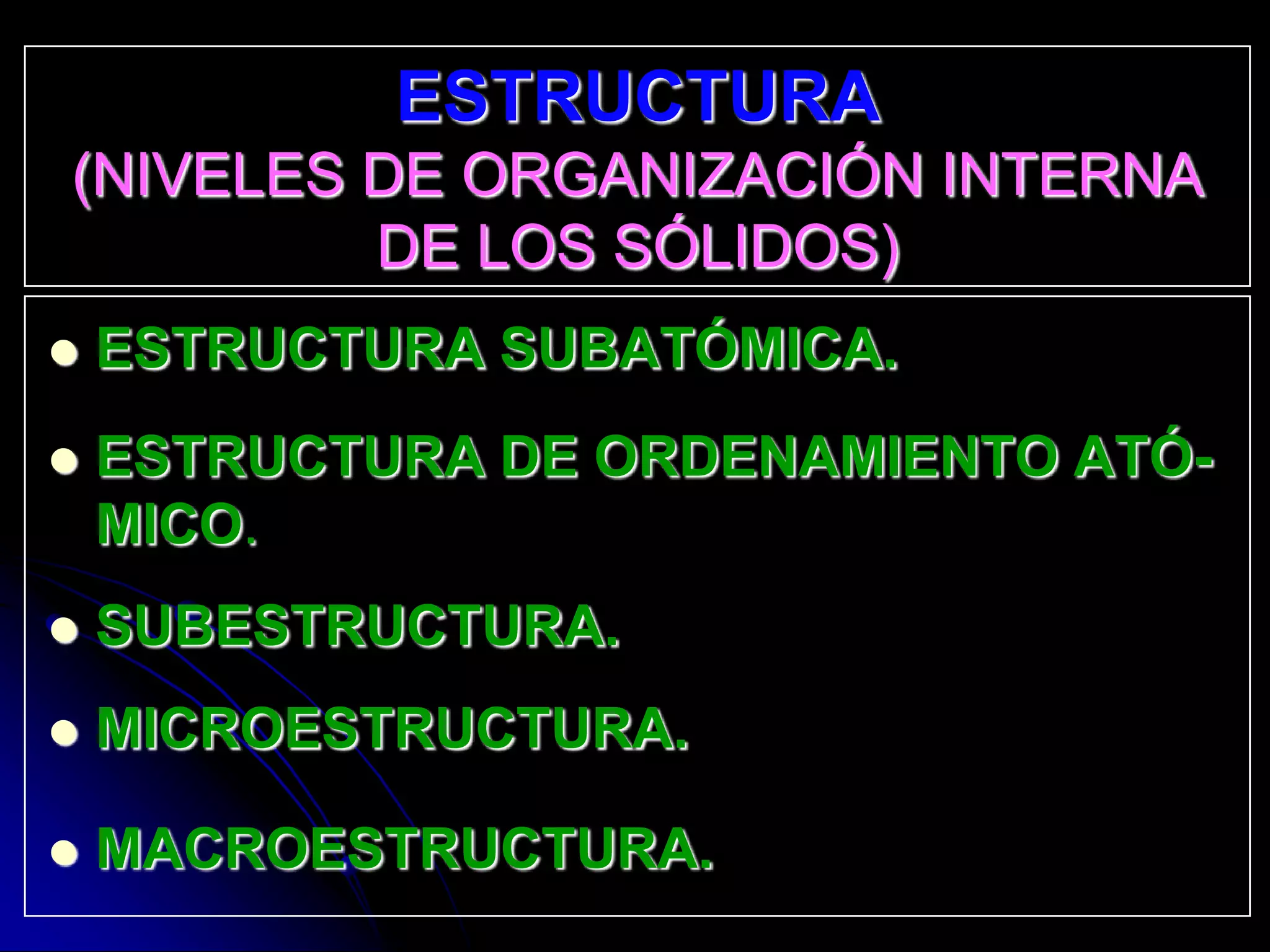 Ciencia materiales. Relación estructura-propiedades-procesado | PPSX