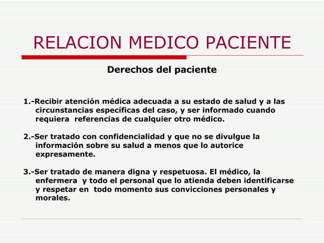 Relacion Medico Paciente | PPT