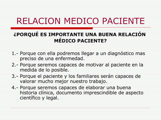 Relacion Medico Paciente | PPT