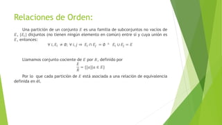 Relaciones de orden y equivalencia | PPTX