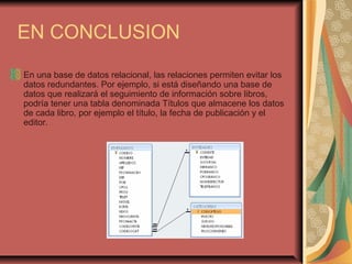 Relaciones de tablas en una base de datos | PPT