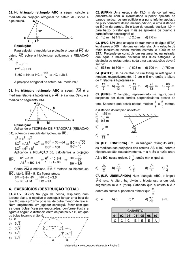 Relações Métricas No Triângulo Retângulo Pdf