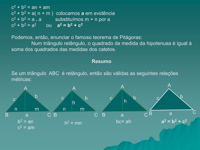 Relações Métricas No Triângulo Retângulo Ppt