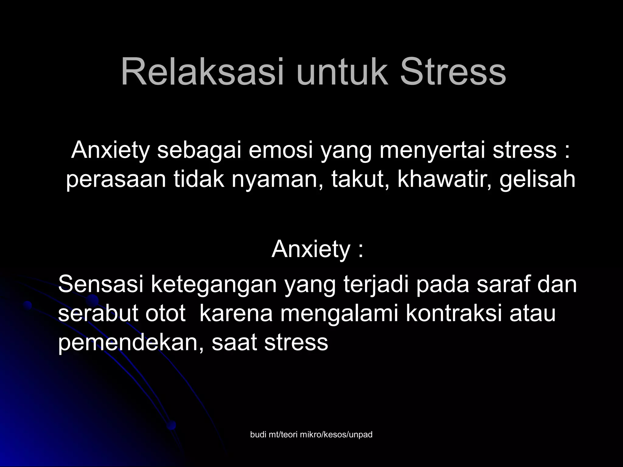 Relaksasi untuk stress | PPT