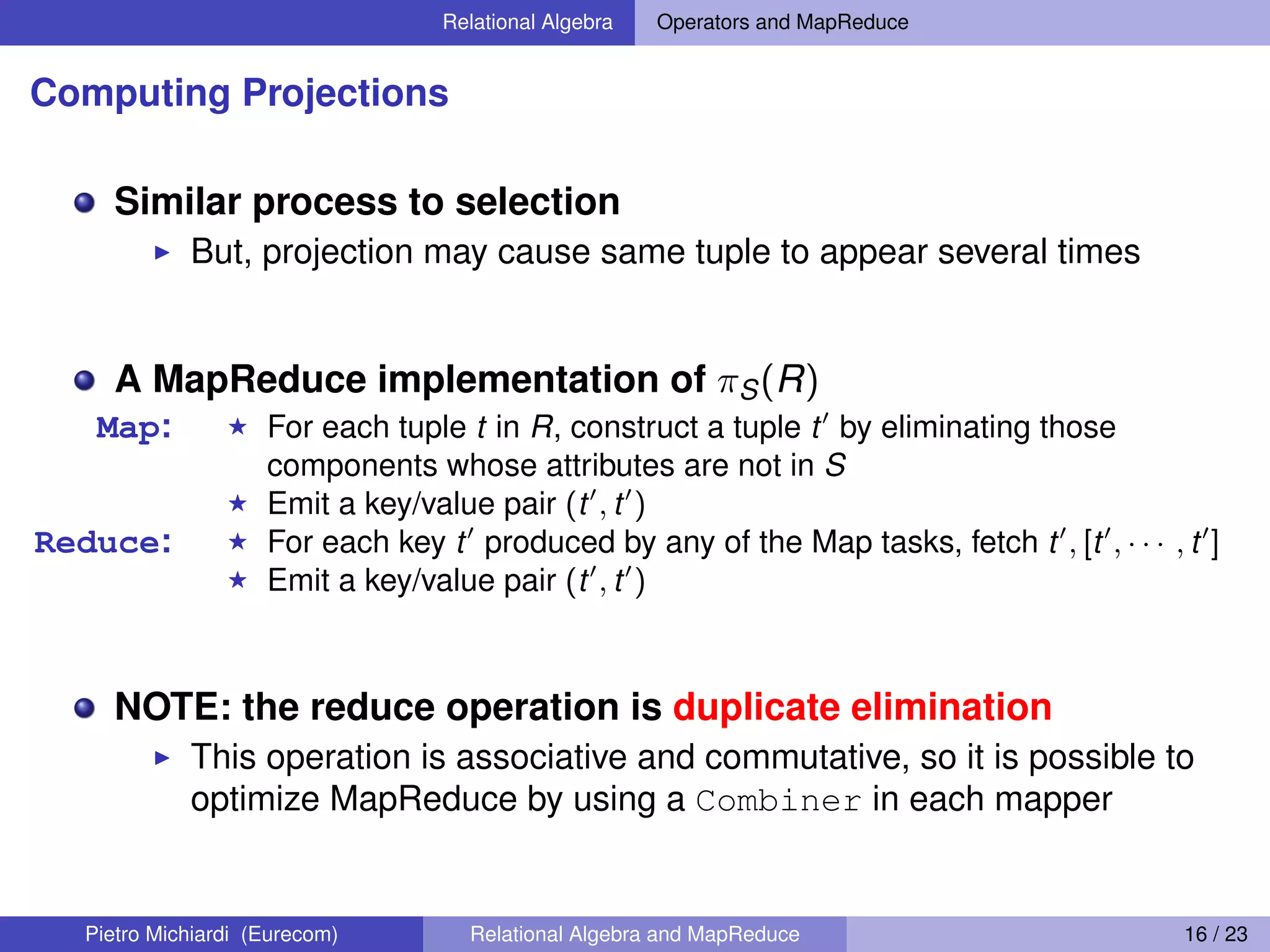 Relational Algebra and MapReduce | PDF | Databases | Computer Software and Applications