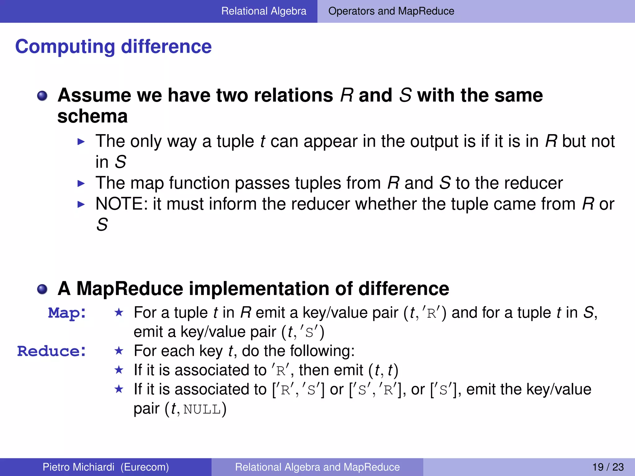 Relational Algebra and MapReduce | PDF | Databases | Computer Software and Applications