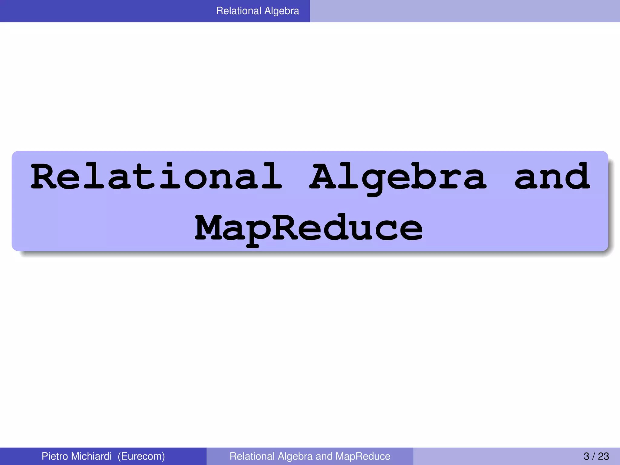 Relational Algebra and MapReduce | PDF