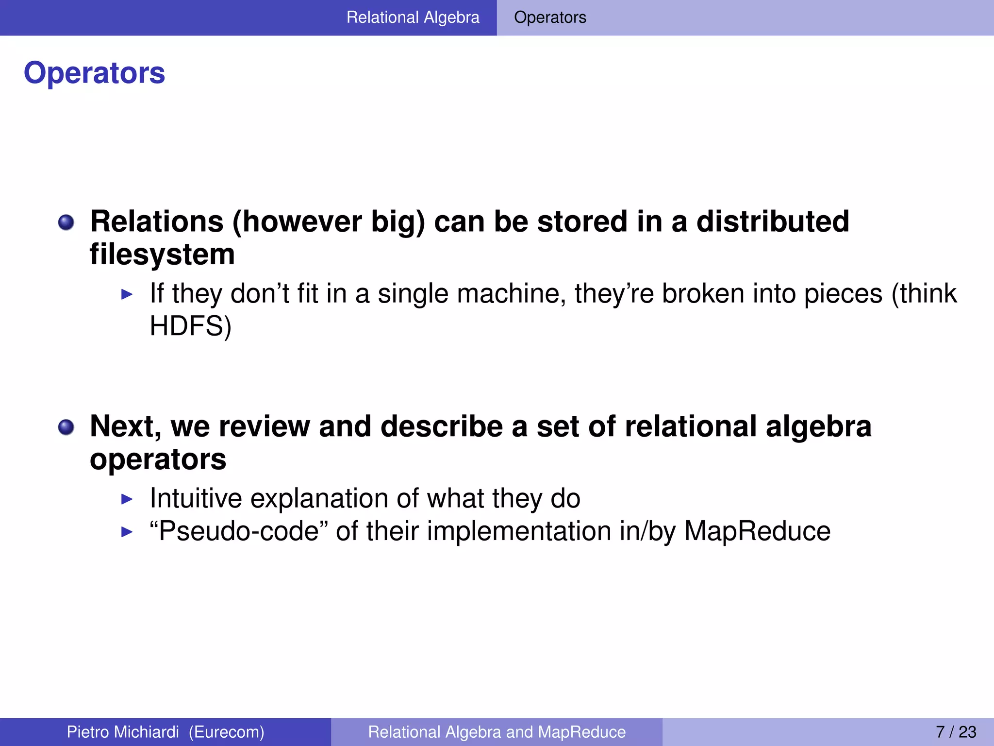 Relational Algebra and MapReduce | PDF