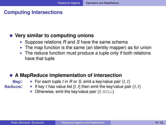 Relational Algebra and MapReduce | PDF | Databases | Computer Software and Applications