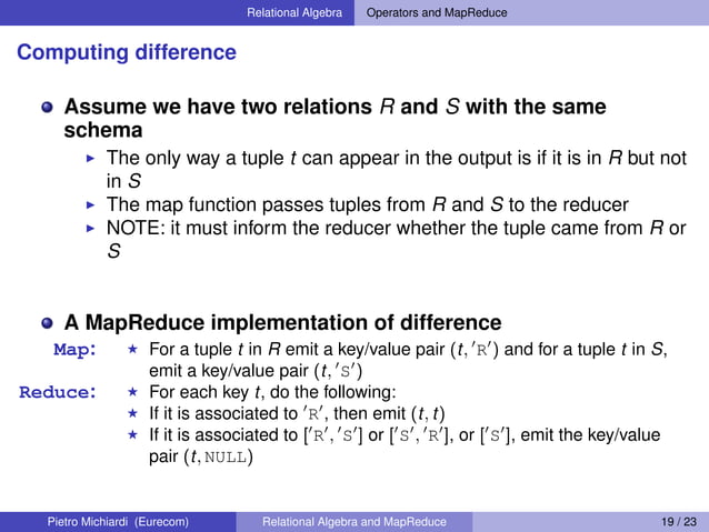 Relational Algebra and MapReduce | PDF | Databases | Computer Software and Applications