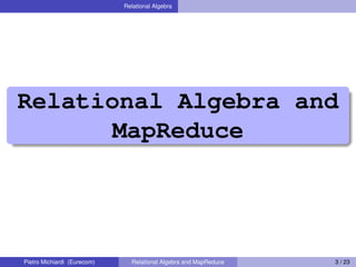 Relational Algebra and MapReduce | PDF