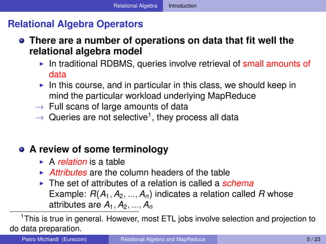 Relational Algebra and MapReduce | PDF | Databases | Computer Software and Applications