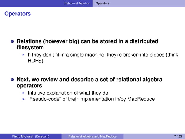 Relational Algebra and MapReduce | PDF | Databases | Computer Software and Applications