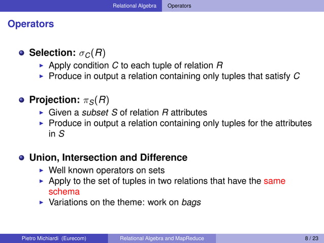 Relational Algebra and MapReduce | PDF | Databases | Computer Software and Applications