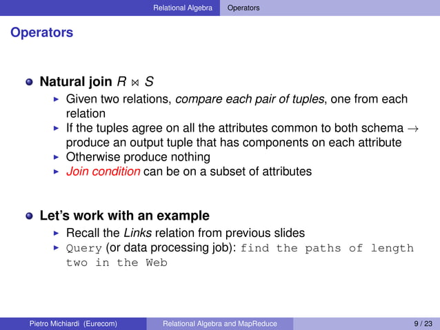 Relational Algebra and MapReduce | PDF | Databases | Computer Software and Applications