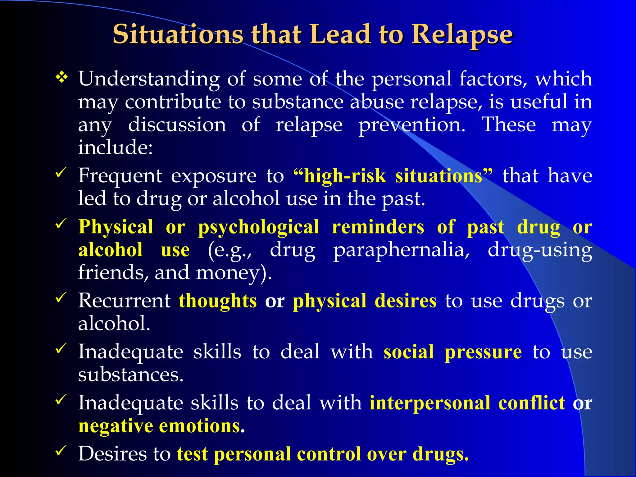 Relapse Prevention.pps | Substance Abuse | Diseases and Conditions