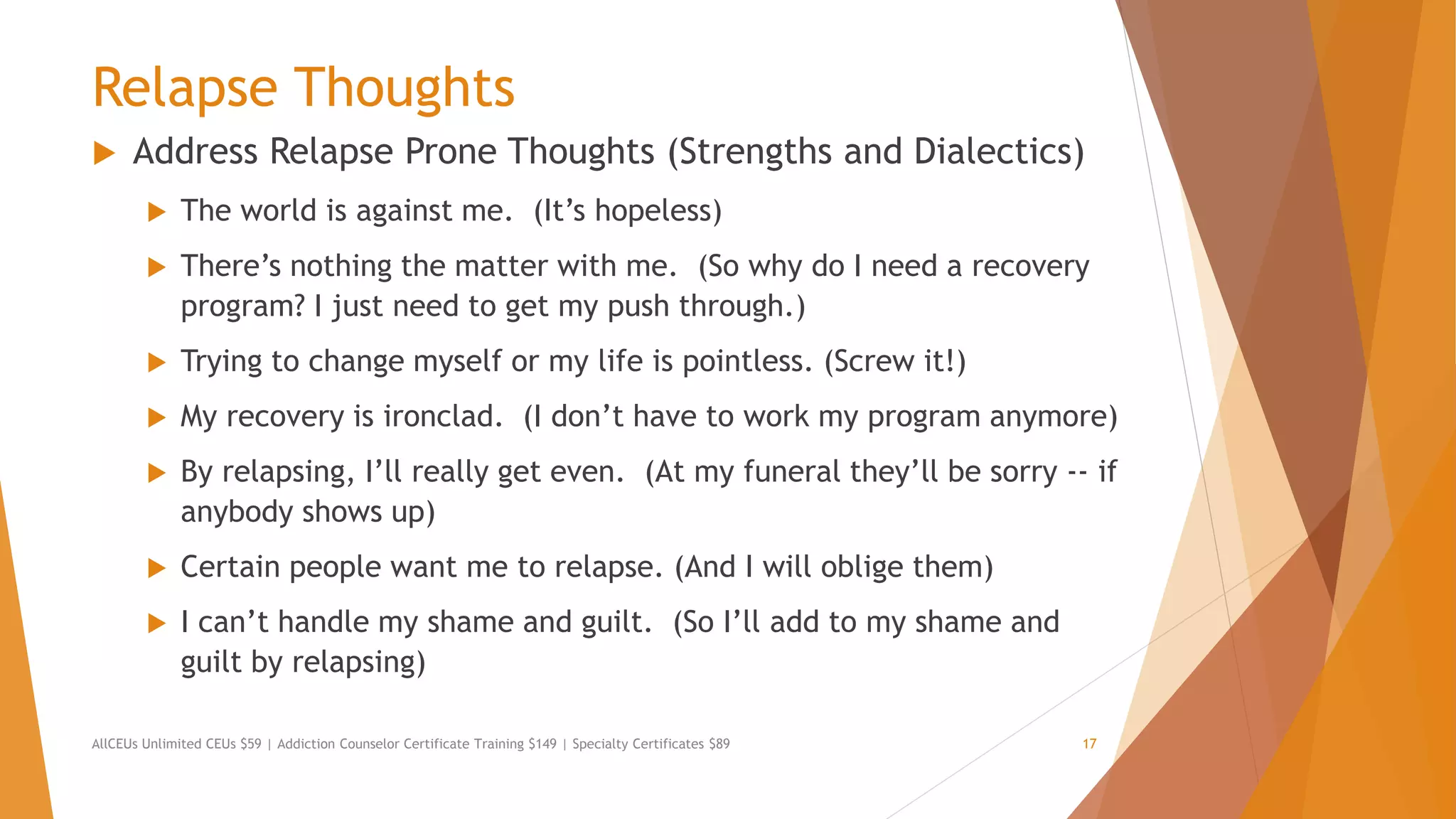 Relapse Prevention: Journey to Recovery Series | PPTX