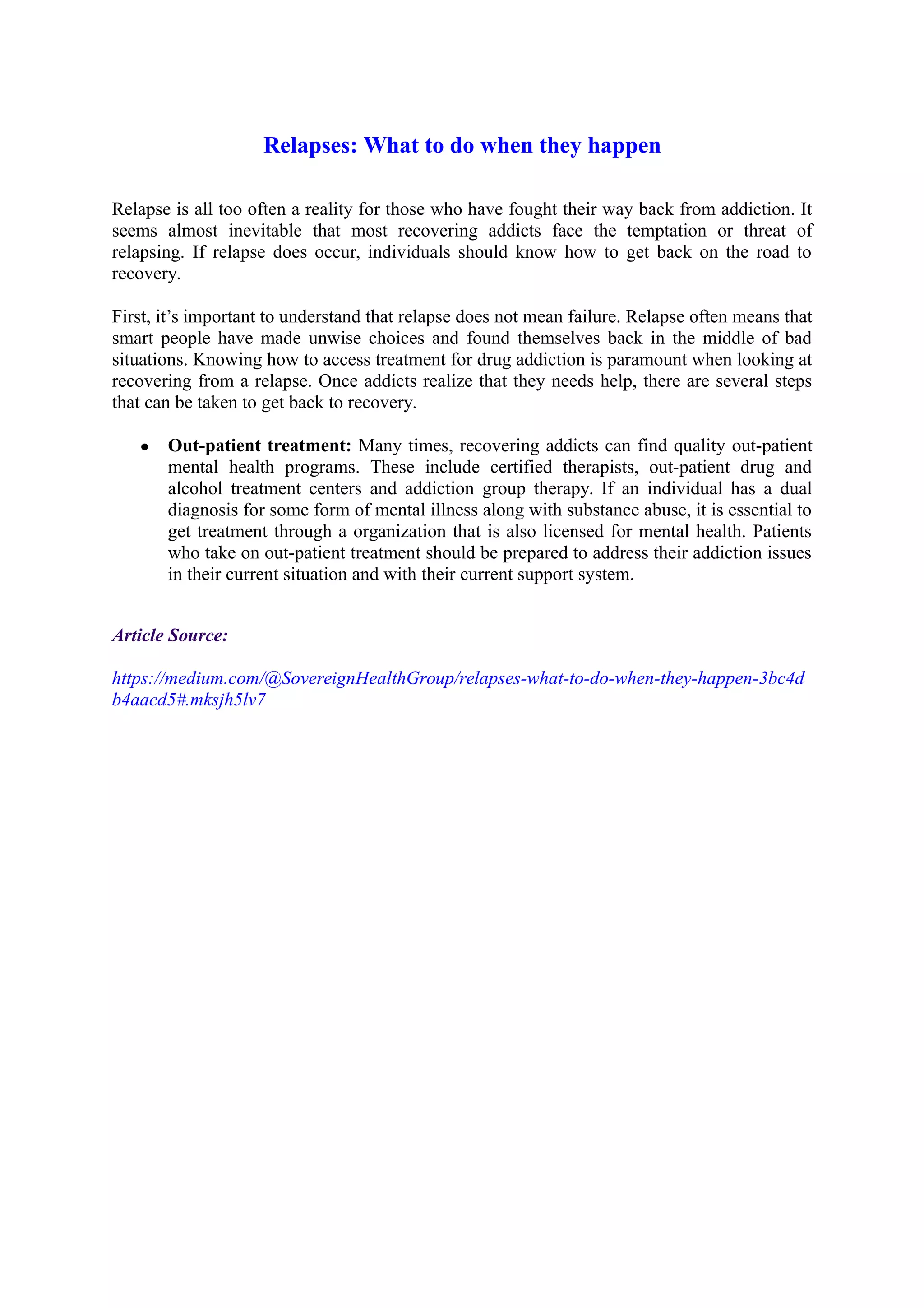 Relapses: what to do when they happen | PDF