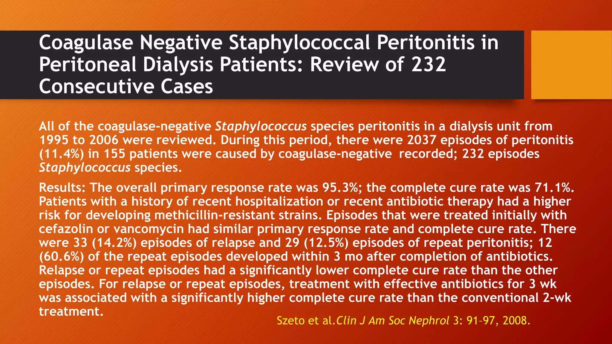 Relapsing coagulase negative staphylococcus peritonitis | PDF ...