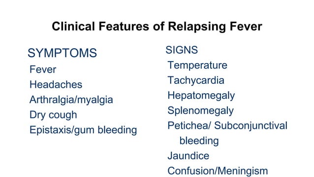Relapsing fever notes | PPTX | Infectious Diseases | Diseases and ...