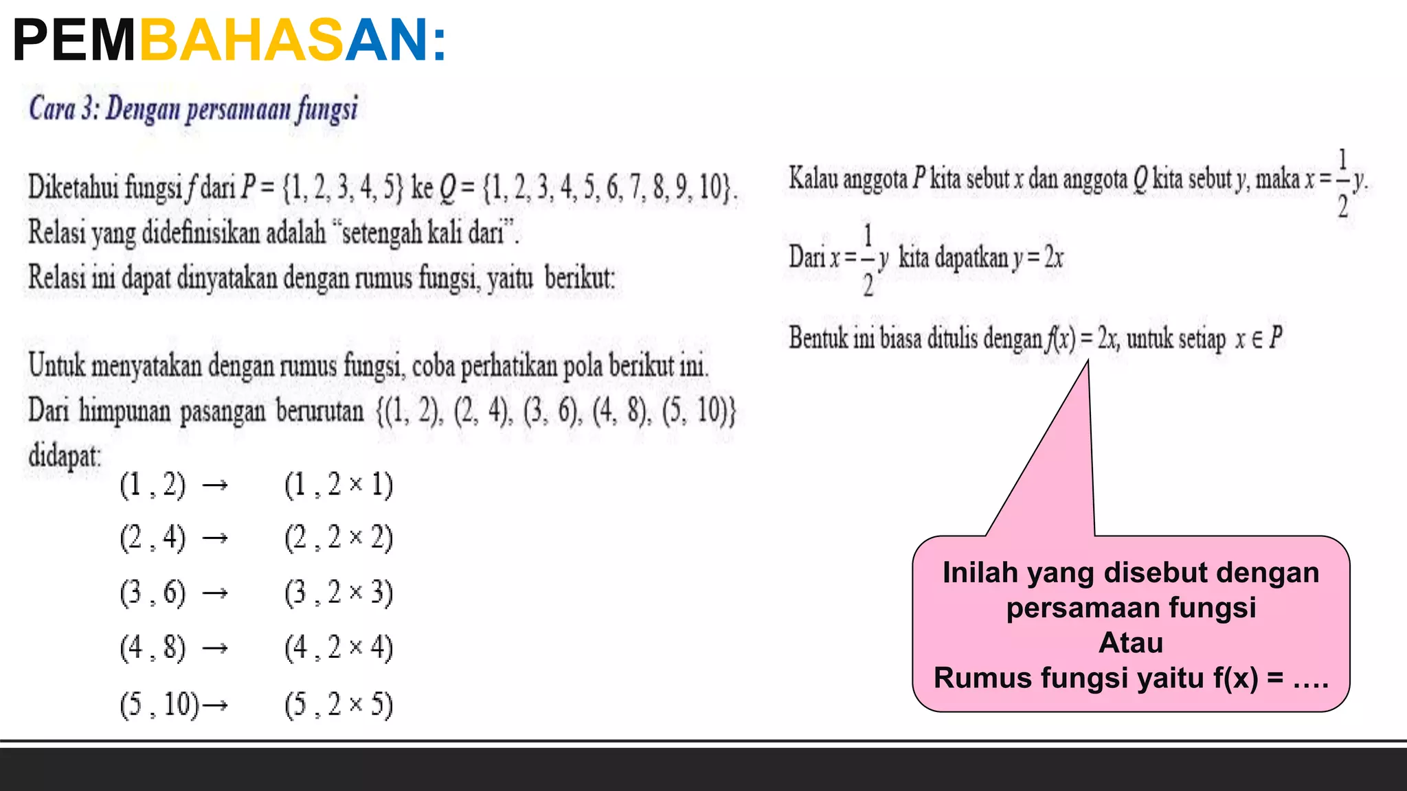 Relasi & Fungsi (Bentuk Fungsi) p-3 (compile ppt) | PPT