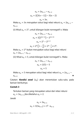 Relasi Rekursi : Definisi, Contoh, Jenis Relasi Rekursi | PDF