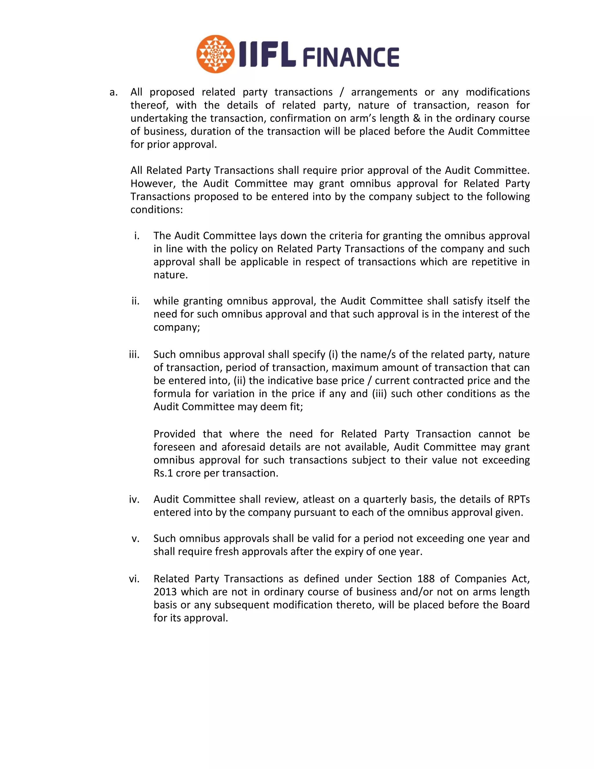 Related Party Transaction Policy And The Subsidiaries | PDF