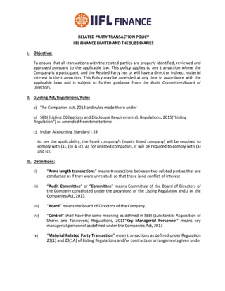 Related Party Transaction Policy And The Subsidiaries | PDF