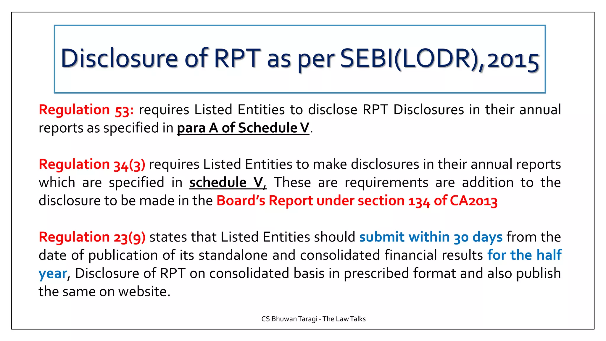 Related Party Transaction as per Companies Act and SEBI(LODR) | PDF