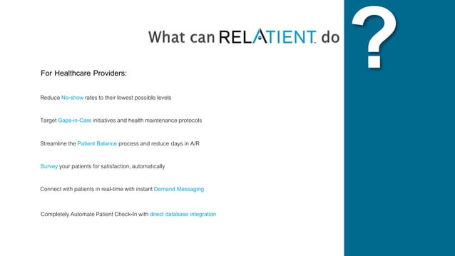 RELATIENT - brief overview - 2016 | PPTX | Healthcare Industry | Industries